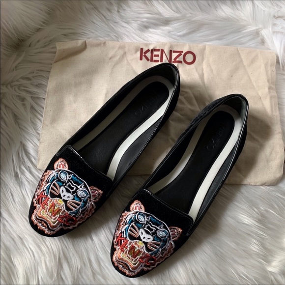 Kenzo | Shoes | Kenzo Velvet Tiger Embroidered Brenda Slippers | Poshmark